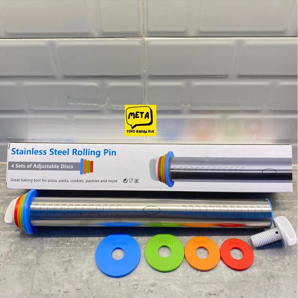 Jual PENGGILAS ADONAN 4 KETEBALAN / ROLLING PIN STAINLESS / ROL KUE ...