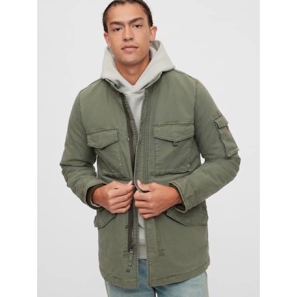 Jual Jaket GAP Premium Quilted Utility Army Fatigue Jacket Olive Original | Shopee Indonesia