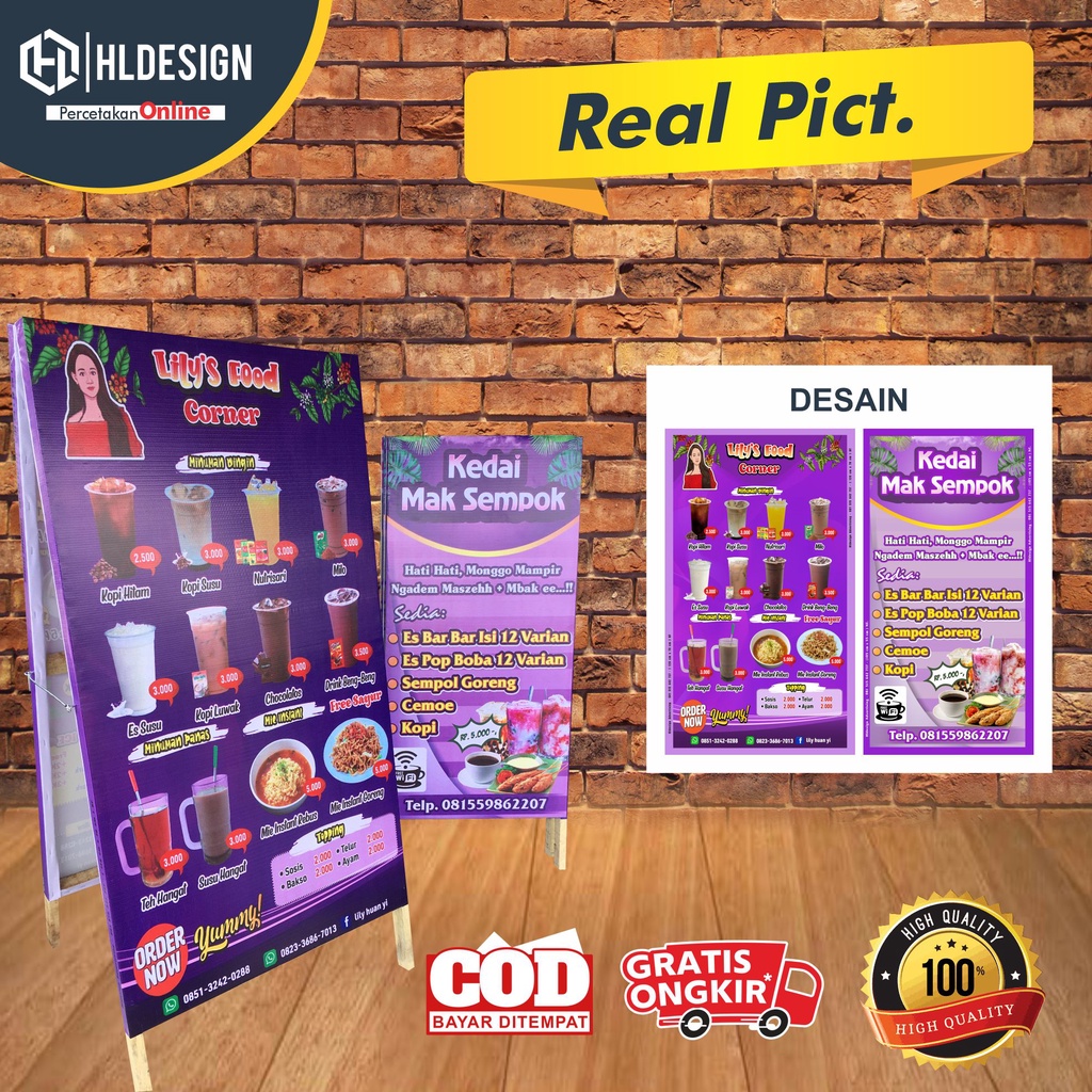 Jual STAND BANNER KAYU SEGITIGA LIPAT/STANDING BANNER ( FREE DESAIN 100 ...