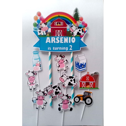Jual TOPPER CAKE - HIASAN KUE ULANG TAHUN GAMBAR SAPI BISA CUSTOM NAMA ...
