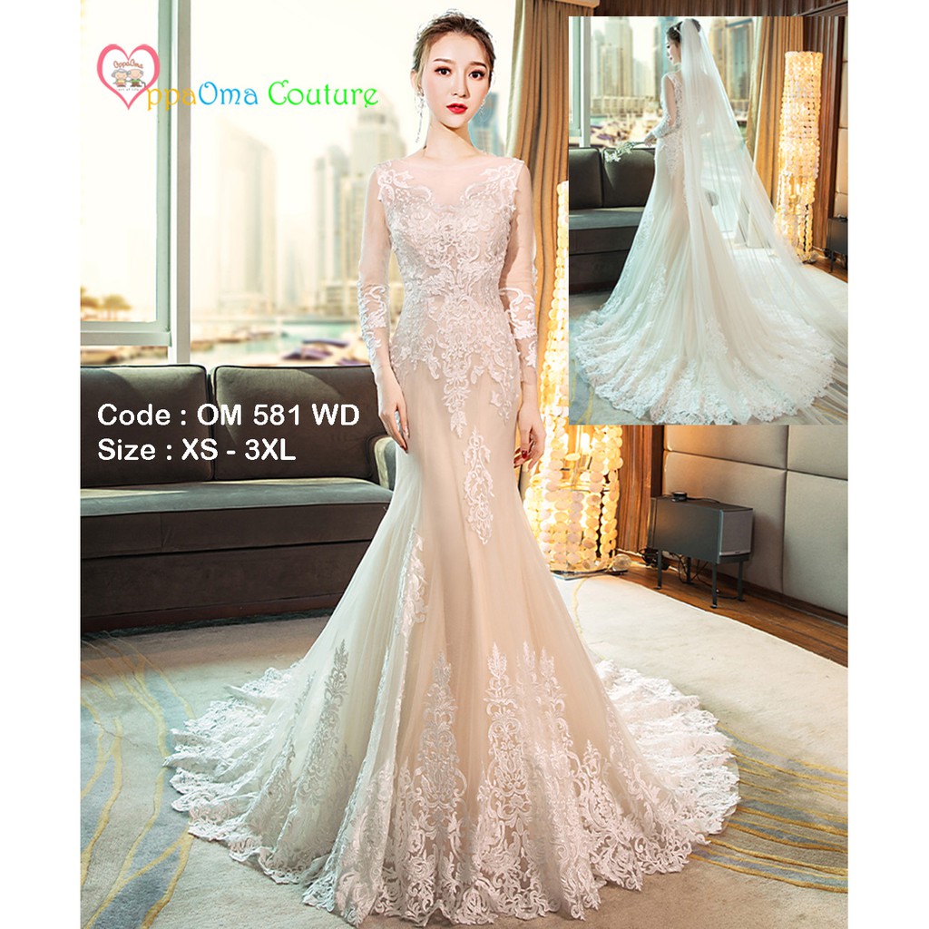 Jual Gaun pengantin ekor kebaya modern duyung oppaoma OM 581 WD ...