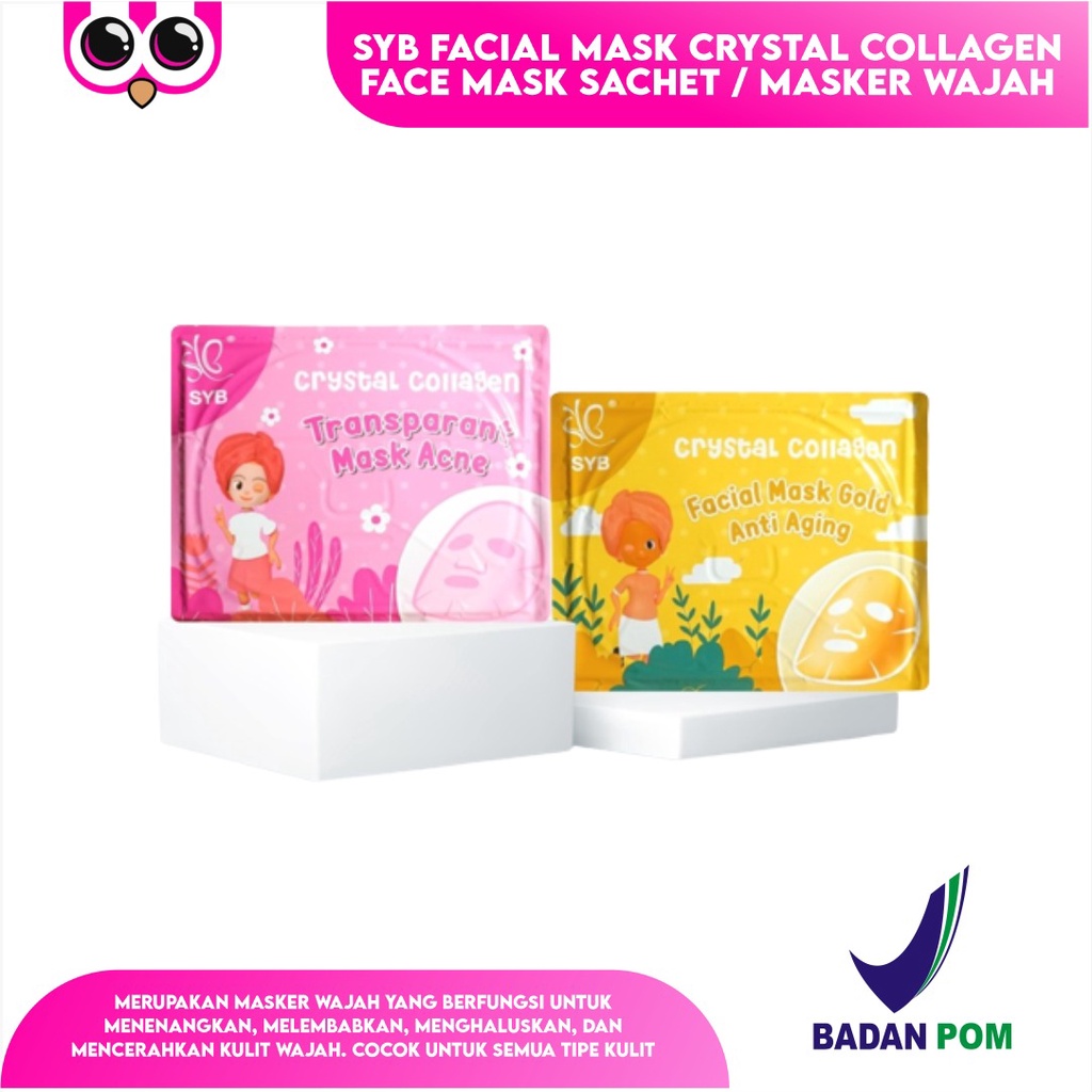 Jual SYB FACIAL MASK CRYSTAL COLLAGEN FACE MASK SACHET / MASKER WAJAH ...
