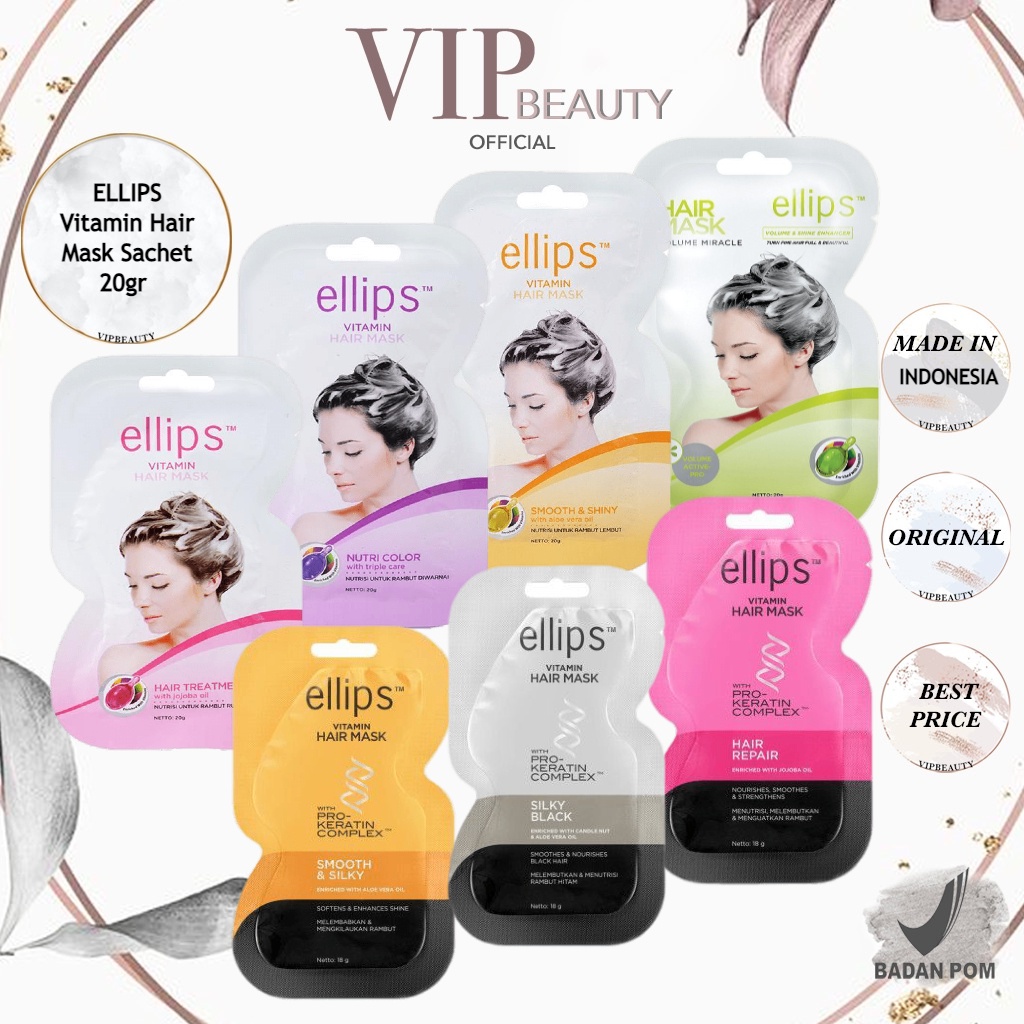 Jual ELLIPS Vitamin Hair Mask Sachet 20gr | With Pro Keratin Sachet ...