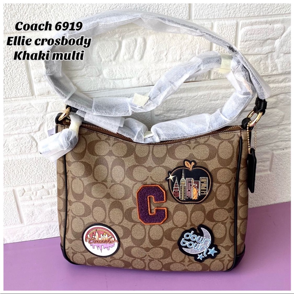 Jual Tas Wanita Branded Coach Ellie File Bag In Signature Canvas With Disco Patches 100% ...