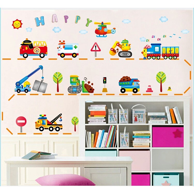 Jual RELIZA WALL STICKER MOBIL TRANSPORTASI TRUCK ANAK CAR KID XY 8105 ...