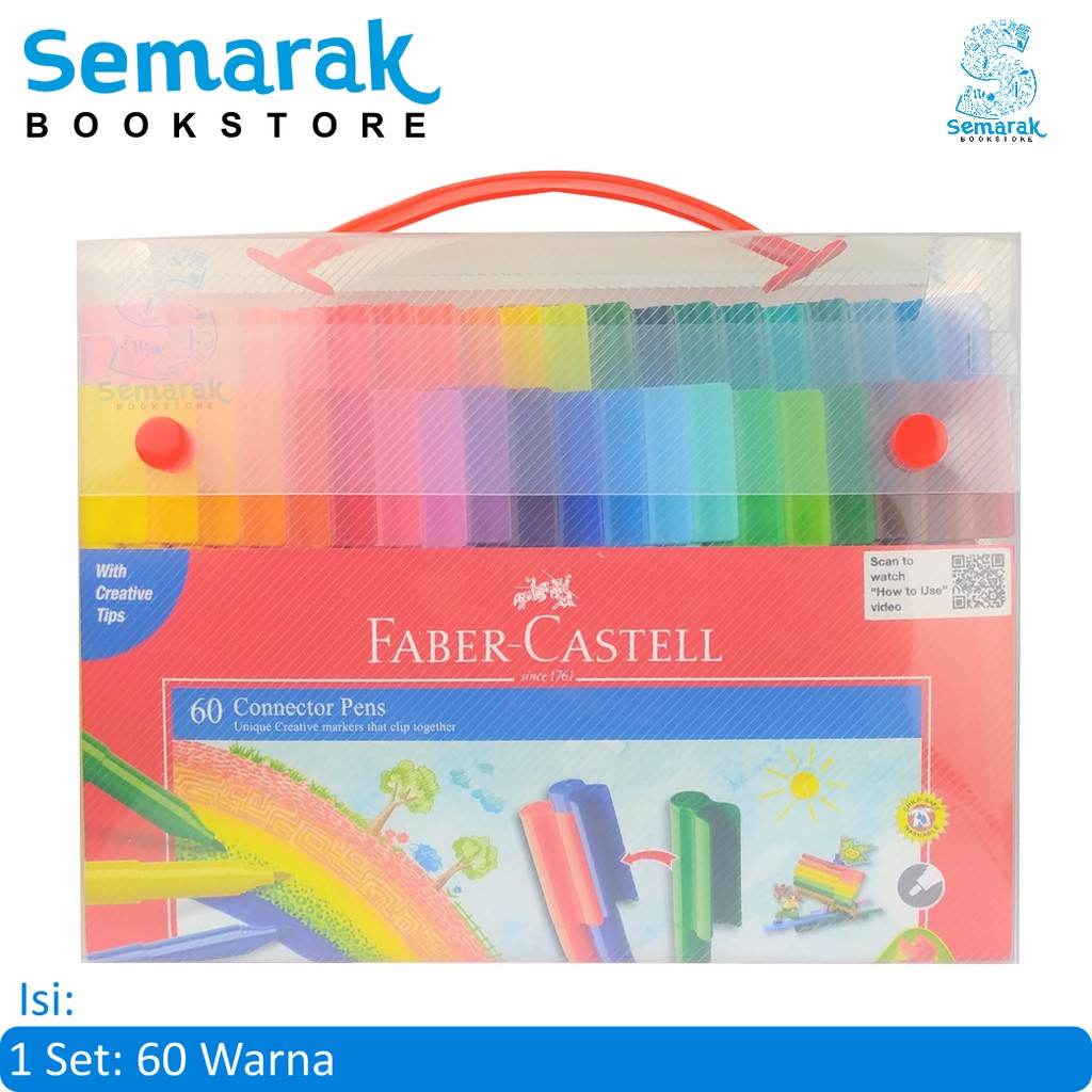 Jual Spidol Warna Kreatif Faber Castell Connector Pen - Set 60 Warna ...
