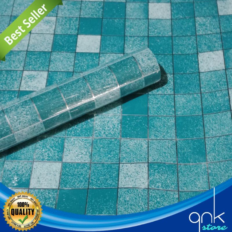 Jual Wallpaper Dinding Dapur Motif Keramik 60cm x 5m Keramik Biru ...