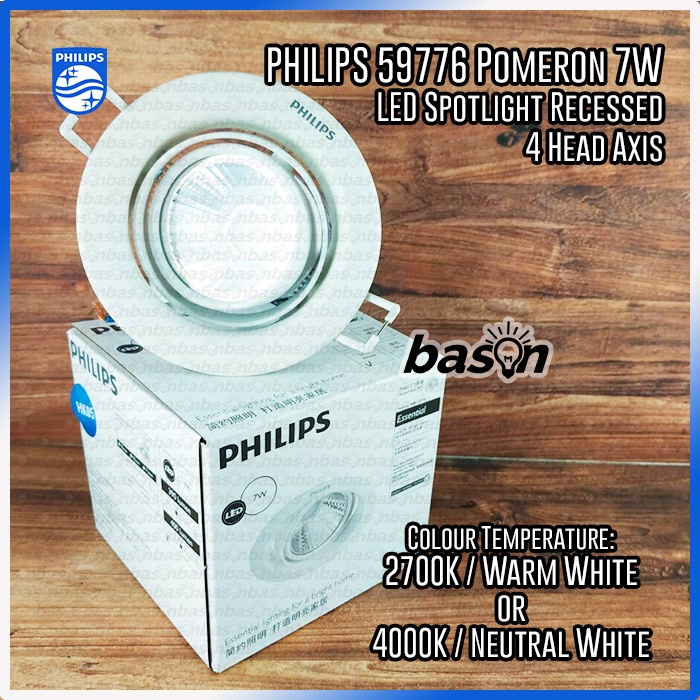 Jual PHILIPS 59776 Pomeron 7W Recessed Spot LED - Lampu Spotlight 4 ...