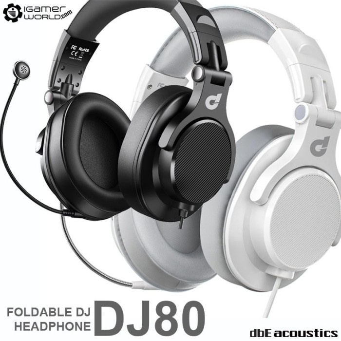 Jual dbE DJ80 Foldable DJ Headphone with Detachable Microphone | Shopee ...