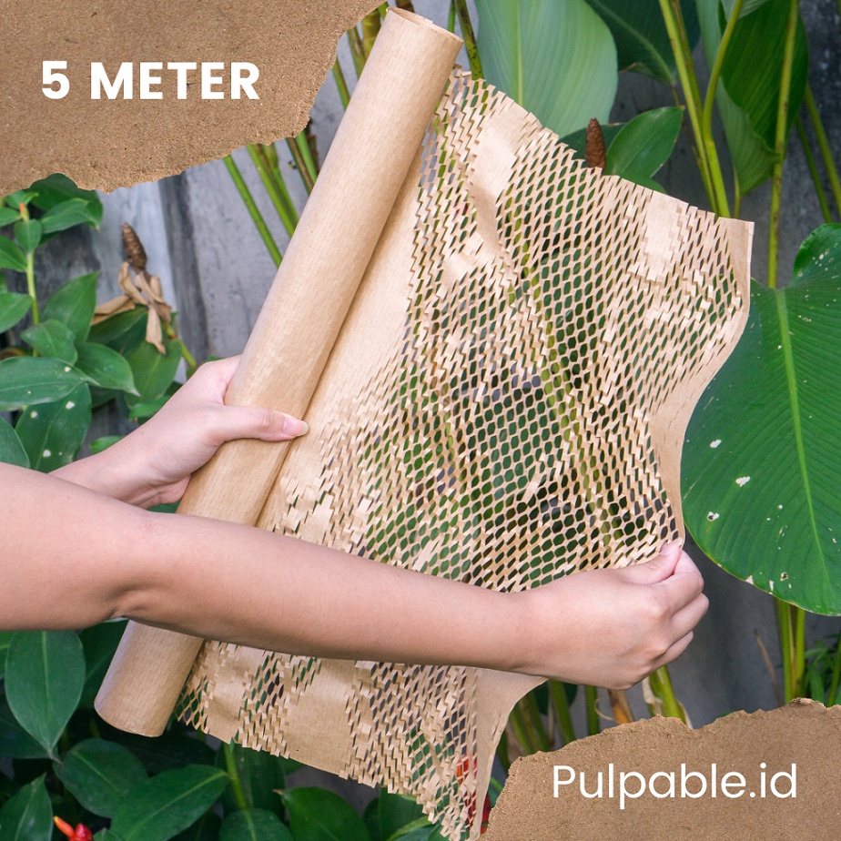 Jual Honeycomb Paper Wrap 5 meter / Eco Bubble Wrap - Pulpable - 2m 5m 10m coklat pink hujau ...