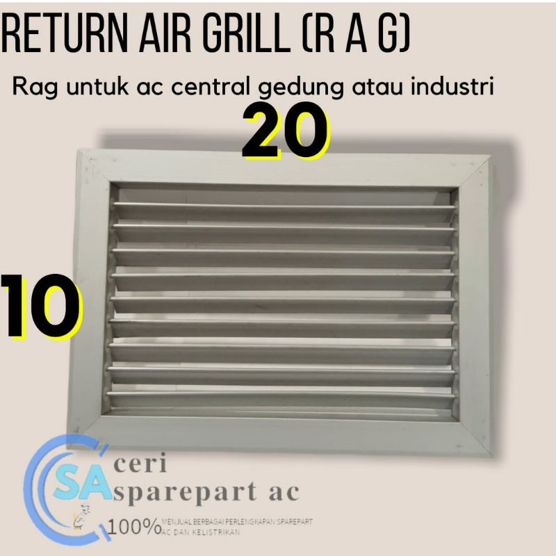 Jual RAG return air grille UKURAN 10 X 20 grill AC polos ukuran dalam ...