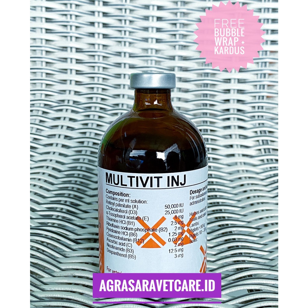 Jual MULTIVIT INJ. 100 ML- multivitamin inject lengkap u/ hewan kuda ...