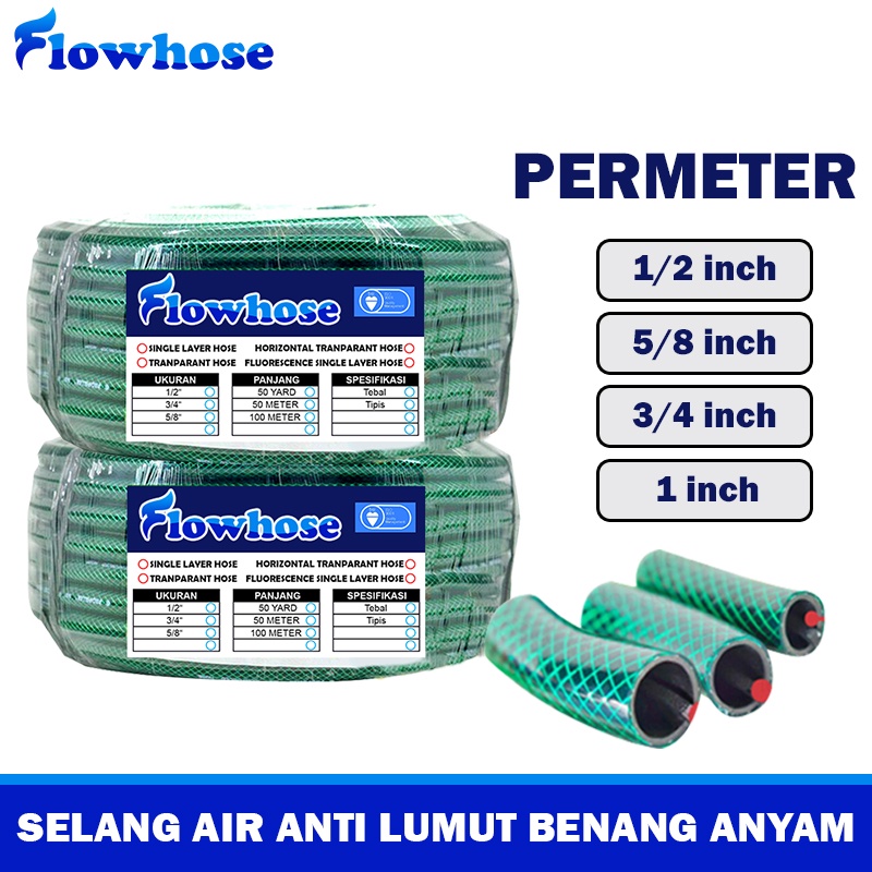 Jual FLOWHOSE Selang Air 1/2 5/8 3/4 Inch Permeter Selang Air Benang Anti Lumut Selang Air Cuci ...