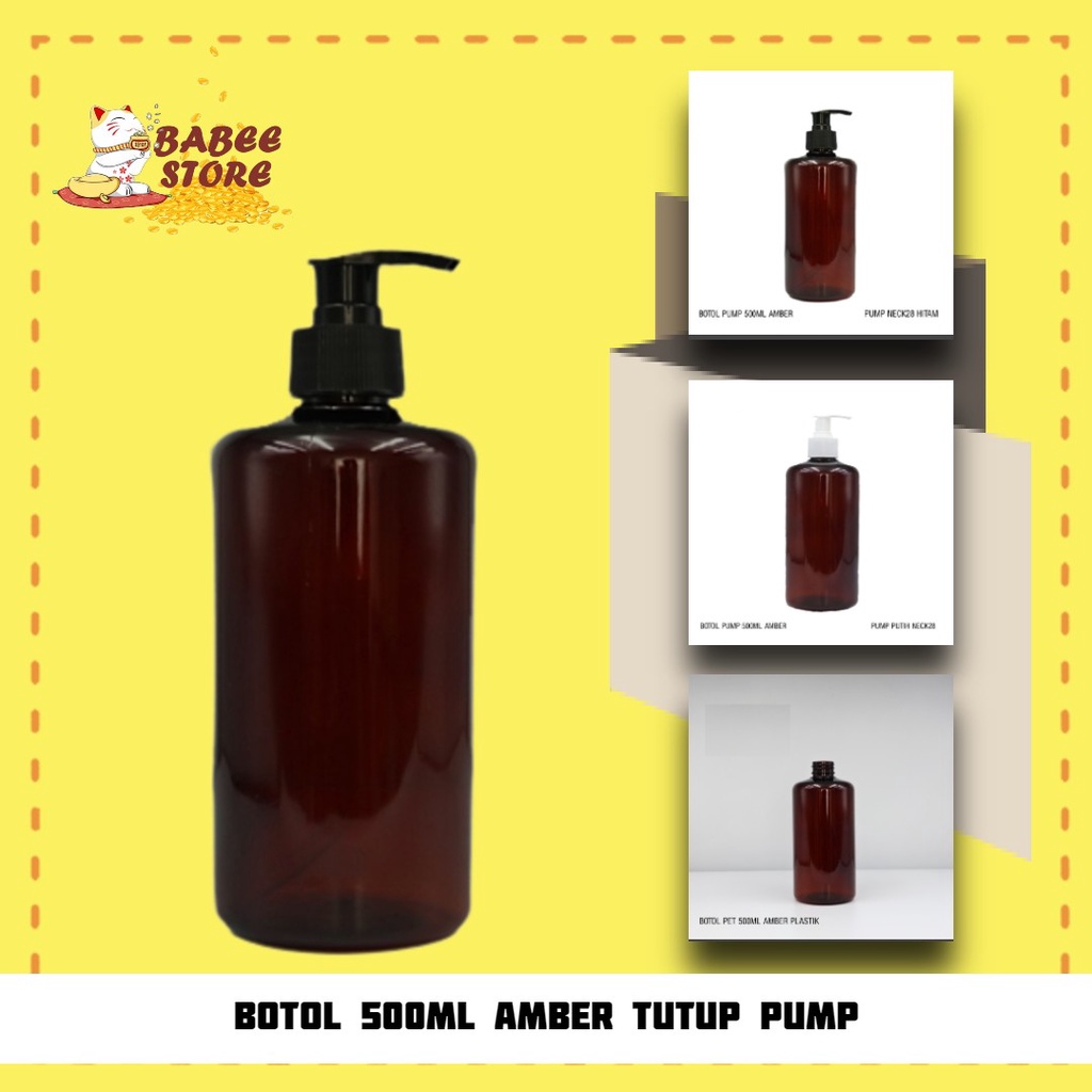 Jual BABEE - BOTOL COKLAT AMBER 500ML TUTUP PUMP TEBAL DAN KERAS /BOTOL ...