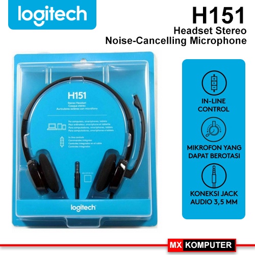 Jual Headset Stereo Logitech H151 Jack 3.5mm Headphone Komputer - PC ...