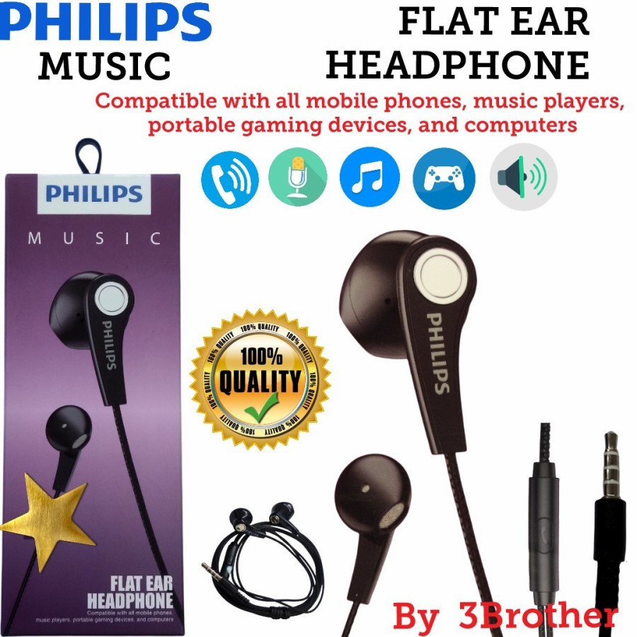 Jual Hf Headset PHILIPS Music Earphones Audio Sound Stereo Bass+ ...