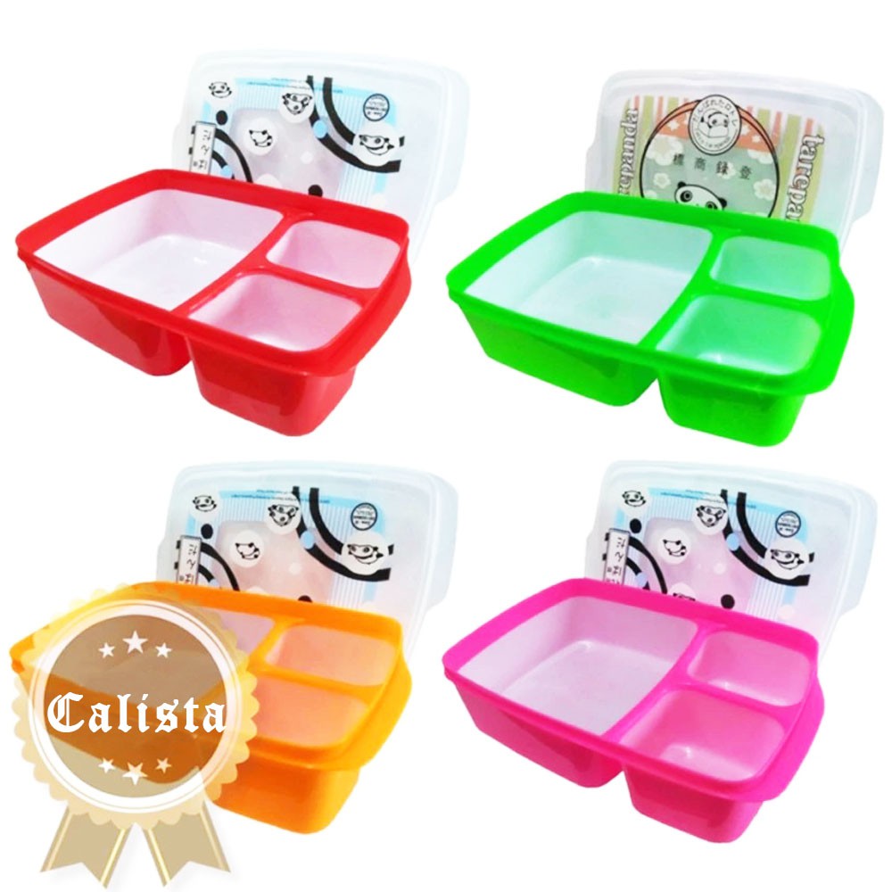 Jual MN - Calista Lunch Box Kotak Makan 3 Sekat Food Grade - Random ...