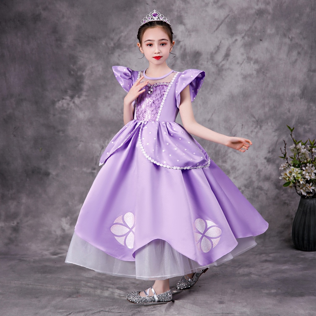 Jual PREORDER Kids Princess Sofia Dress for Girl Cosplay Costume Puff Sleeve Layerd Dresses ...