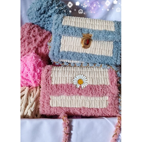 Jual sling bag handmade rajut kanvas (plastic canvas bag) tas plastik ...