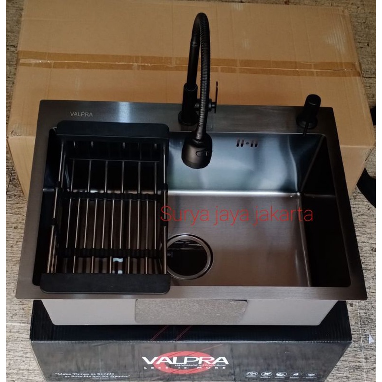 Jual Paket komplit kitchen sink hitam 6045 / paket kran flexible hitam ...