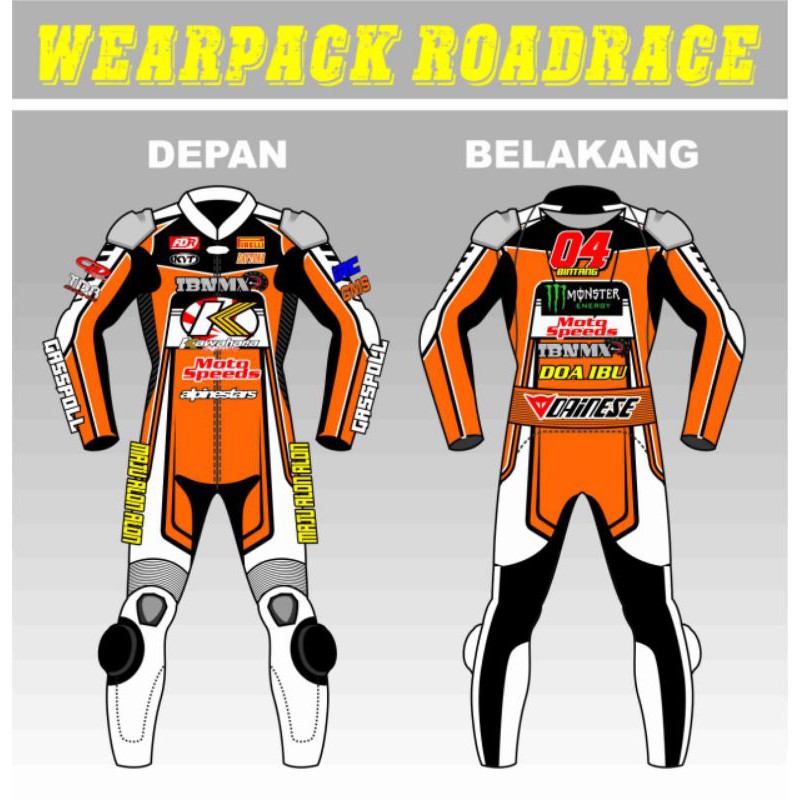 Jual Full set Free Design Wearpak balap roadrace semi kulit terbaik ...