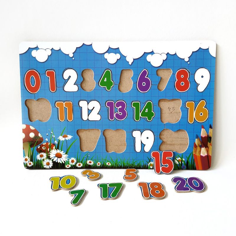 Jual puzzle kayu - angka 0-20 biru puzzel kayu murah -mainan edukasi ...