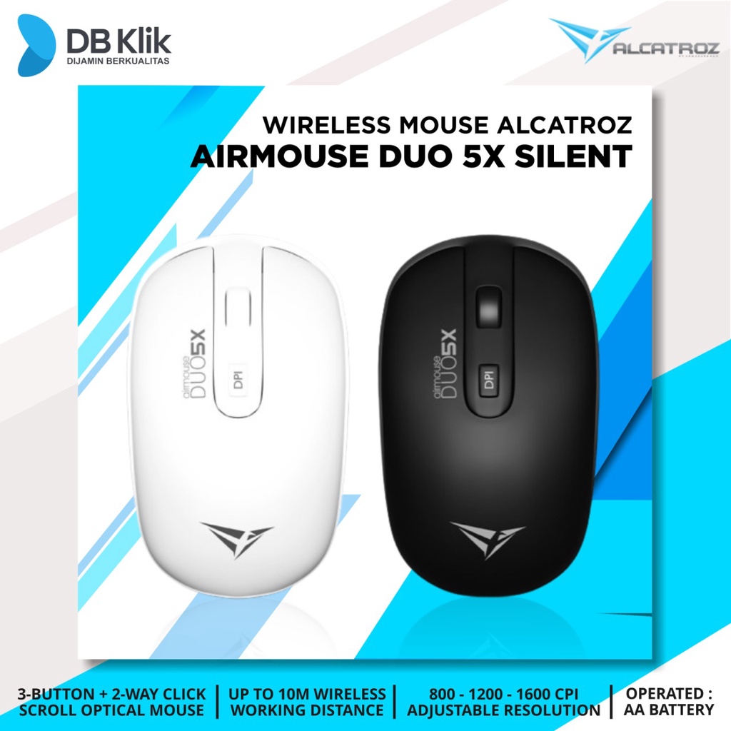 Jual Mouse Alcatroz Airmouse DUO 5X Silent Click Wireless 1600CPI - DUO ...