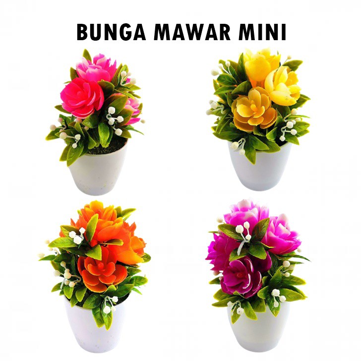 Jual Bunga Mawar Mini Pajangan Tanaman Plastik l Multidekor | Shopee ...