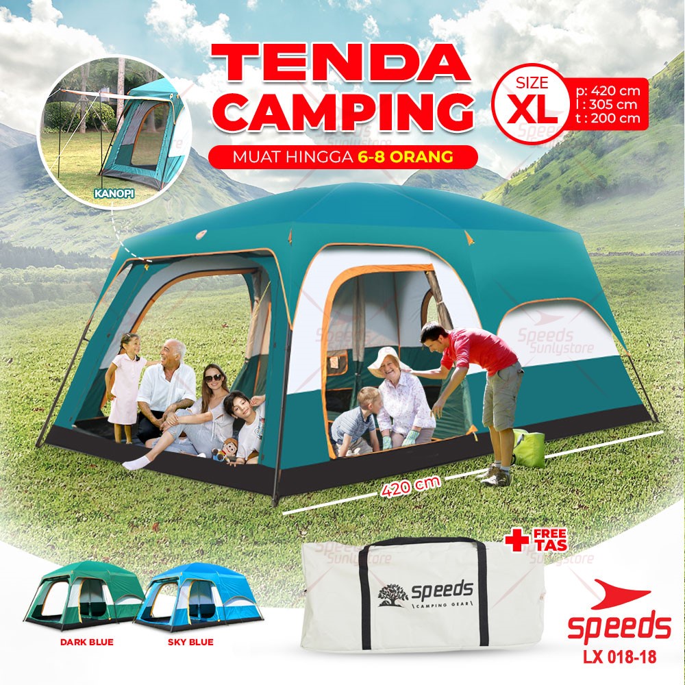 Jual SPEEDS Tenda Besar Muat 6-8 Orang Tenda Camping Kemping Dobel ...