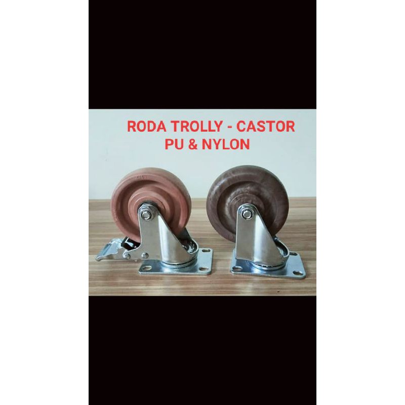 Jual Roda Castor - Trolly 4 Inchi Nylon Model Mati | Shopee Indonesia