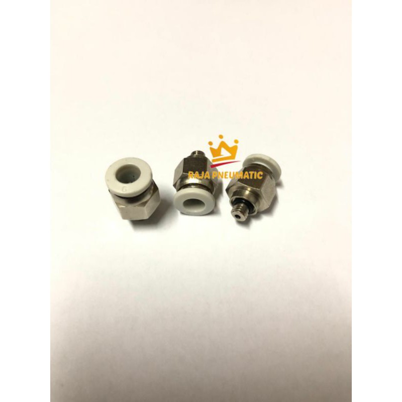 Jual FITTING NEPEL ANGIN PUSH IN LURUS PUTIH PC 6-M5 SELANG 6MM DRAT M5 / 5MM | Shopee Indonesia