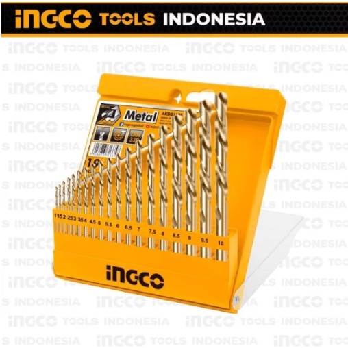 Jual Mata Bor Besi SET 19Pcs INGCO AKDB1195 HSS Twist Drill Bits 19 Pcs ...