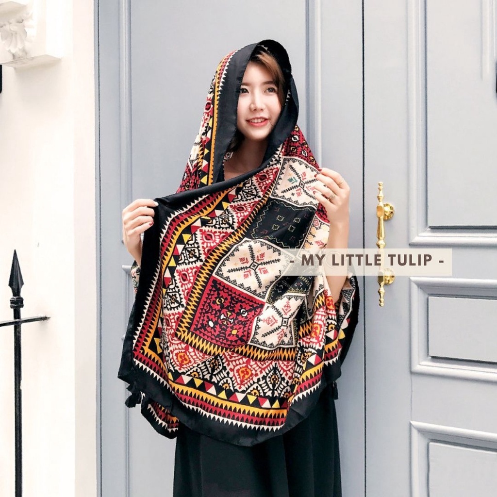 Jual Pashmina Hijab Etnik Syal Lebar Batik Motif Indian Vintage Pattern ...