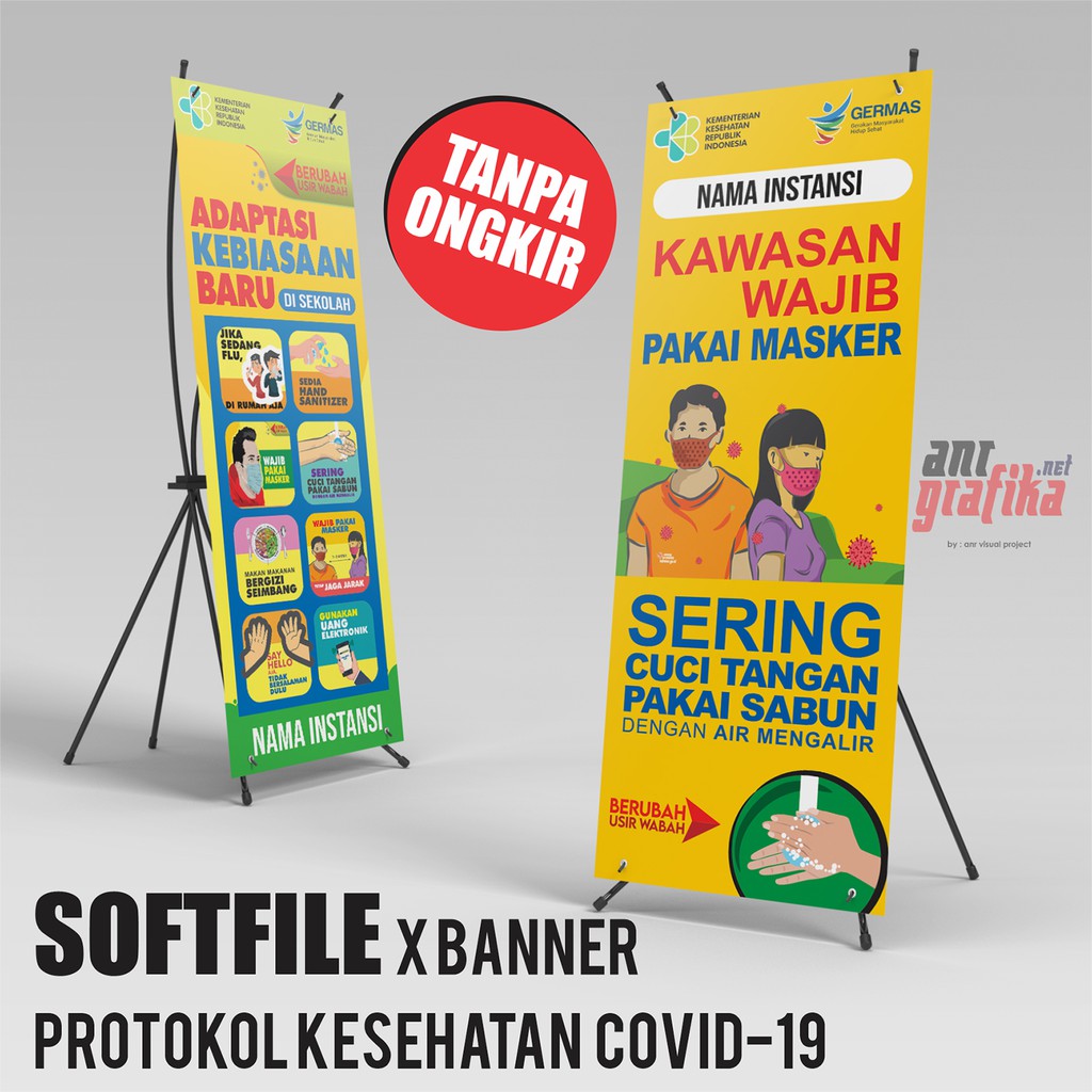 Jual [SOFTFILE] X Banner/Banner/Spanduk Protokol Kesehatan (PROKES ...