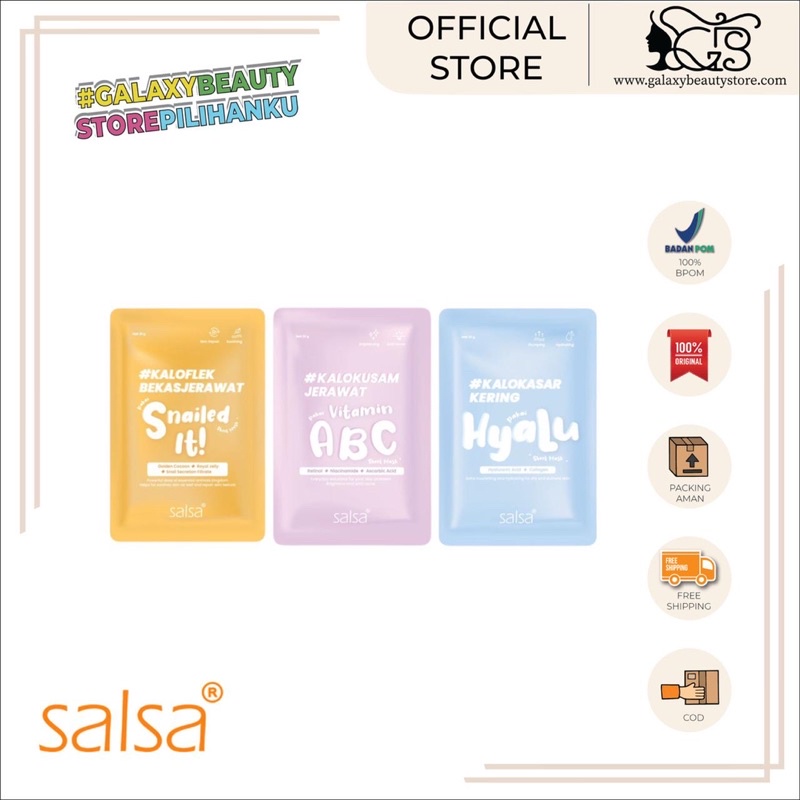 Jual SALSA SHEET MASK / HYALURONIC / VITAMIN ABC / SNAIL | Shopee Indonesia