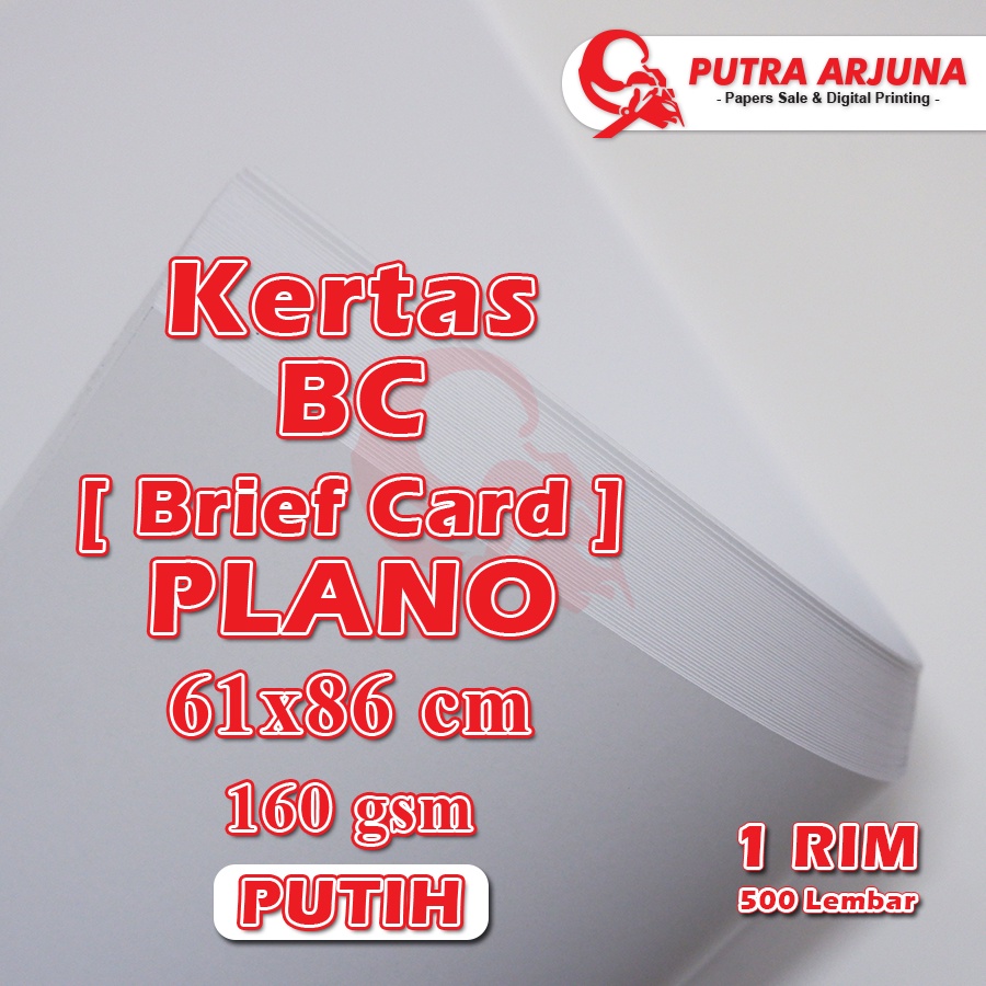 Jual Kertas Bc (brief Card) 160gsm, Putih, 61x86cm Plano | 1 Rim 