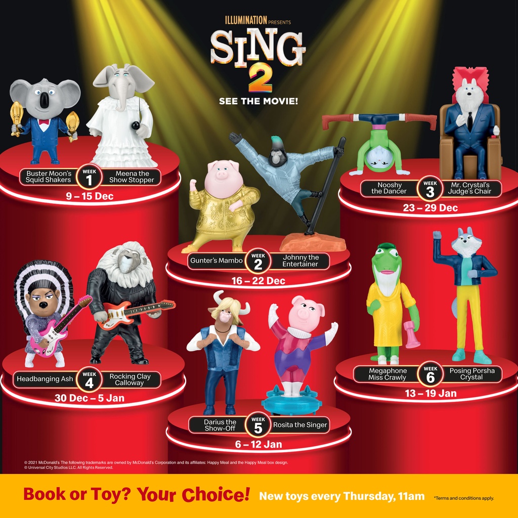 Jual (Complete Set) Mainan Anak Hadiah Happy Meal Meals McD McDonald McDonalds Sing 2 Kid Kids ...