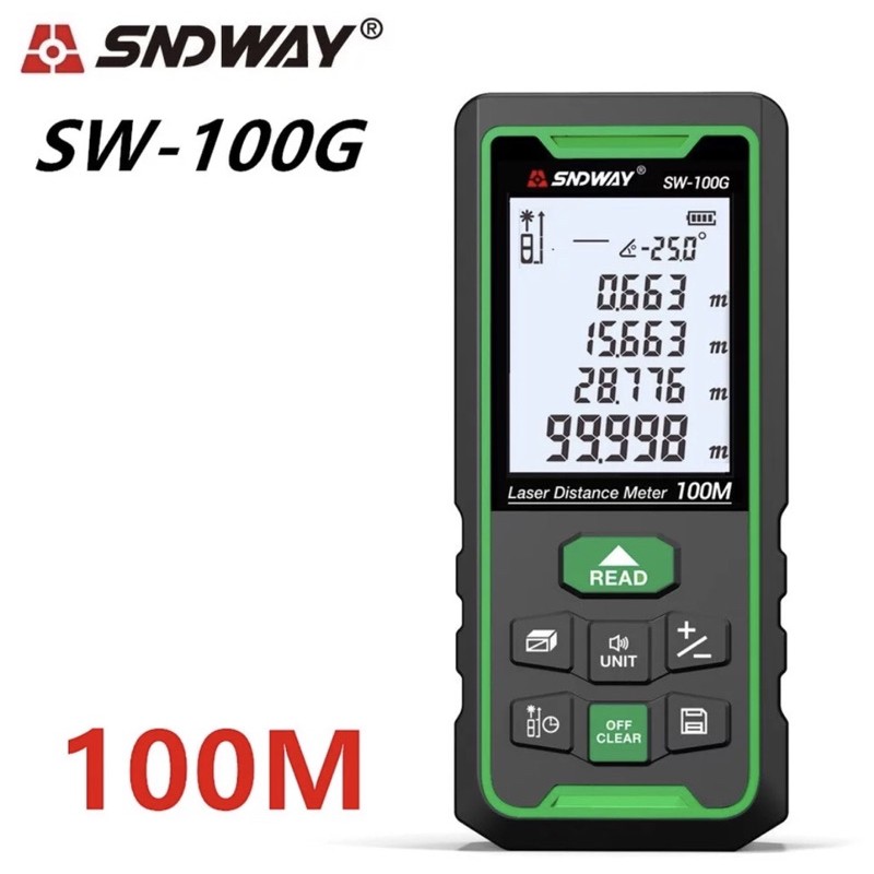 Jual SNDWAY SW-100G Laser Rangefinder Green Laser Distance Meter Ruler ...