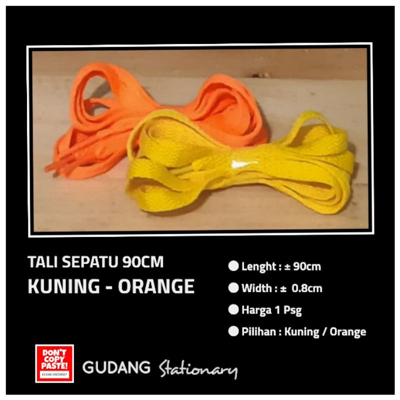 Jual Tali Sepatu Gepeng 90 Cm Kuning Orange | Shopee Indonesia