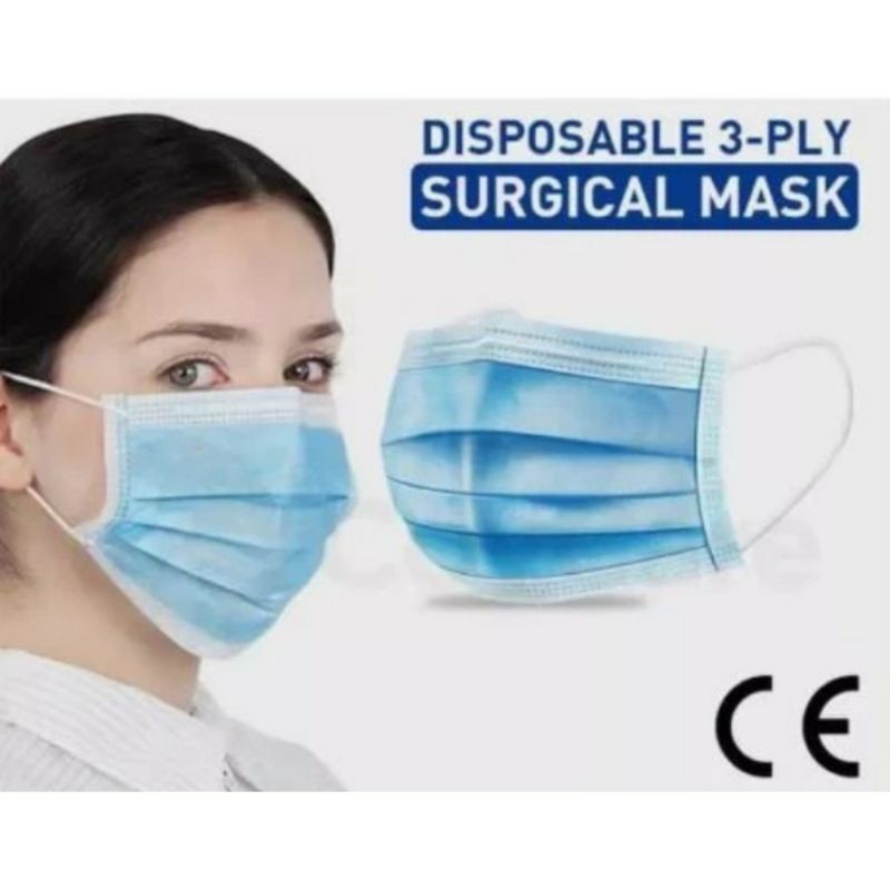 Jual MASKER IMPORT EARLOOP & HIJAB 3ply DISPOSABLE FACE MASK 1box isi ...