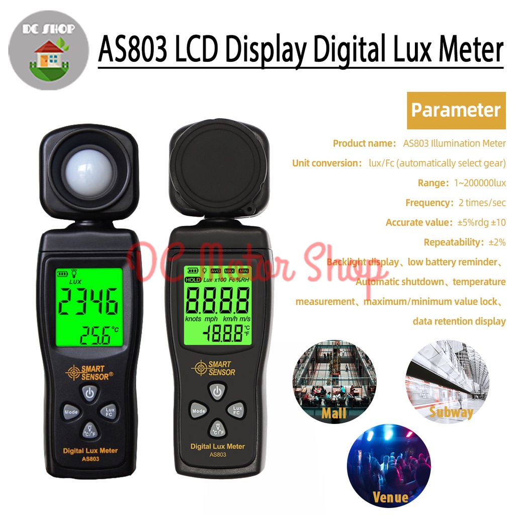 Jual LCD Digital Lux Meter AS803 light meter luminance tester Smart ...
