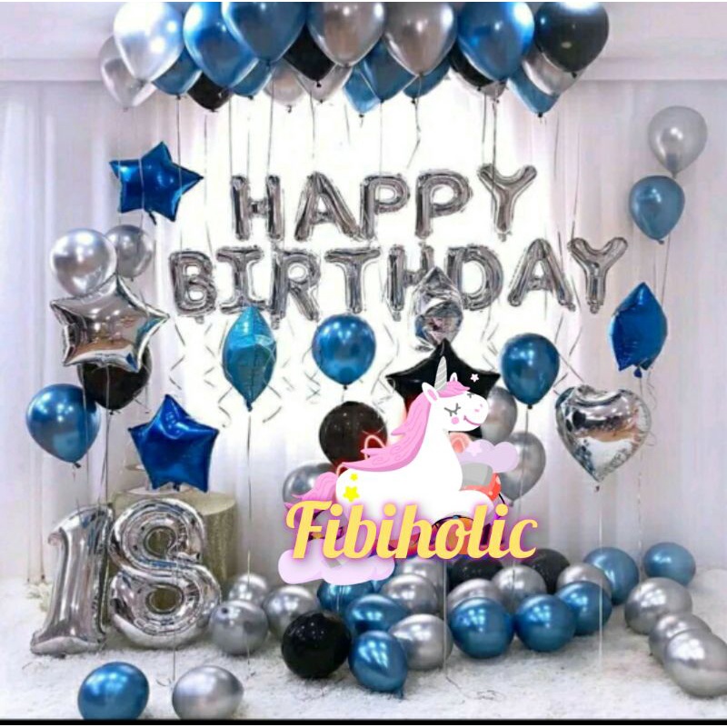 Jual Paket dekorasi ulang tahun tema silver biru | Shopee Indonesia