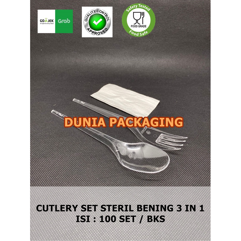 Jual Cutlery set -bening - isi 100set/BKS sendok garpu tisu ...