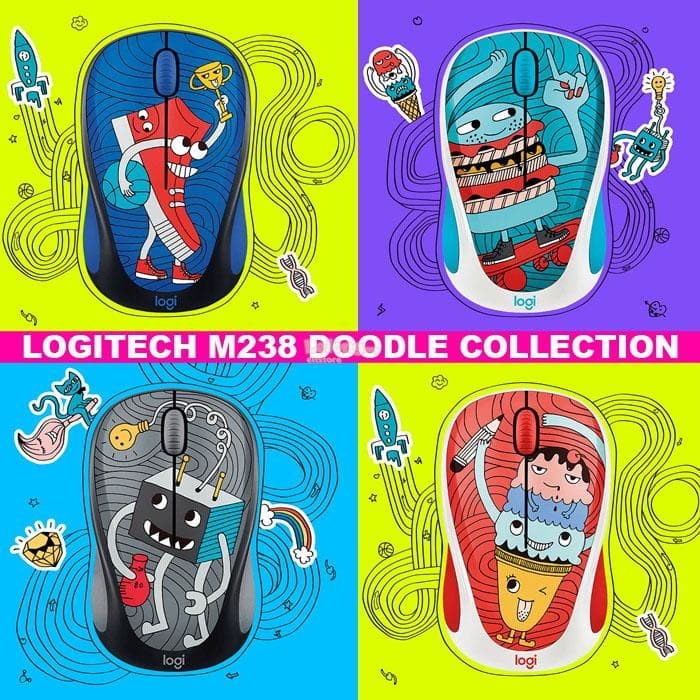 Jual Logitech MMouse 238 Wireless Doodle Collection | Shopee Indonesia