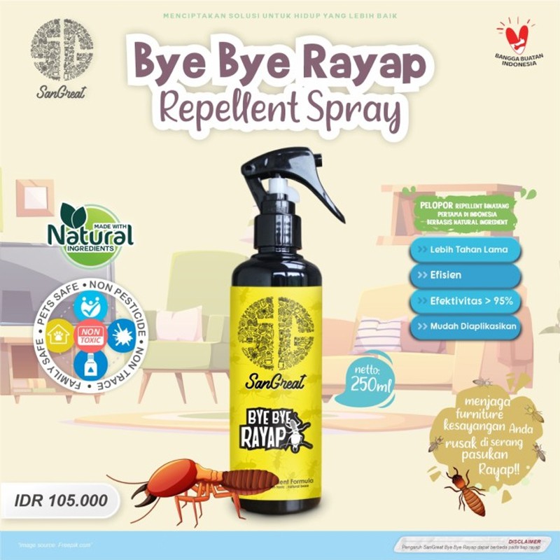 Jual SanGreat Bye Bye Rayap anti rayap pengusir rayap spray 250 ml ...
