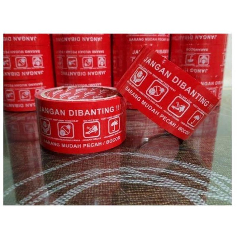Jual PACKING LAKBAN FRAGILE ISOLASI LEM SELOTIP WARNA MERAH TAPE ONLINE ...