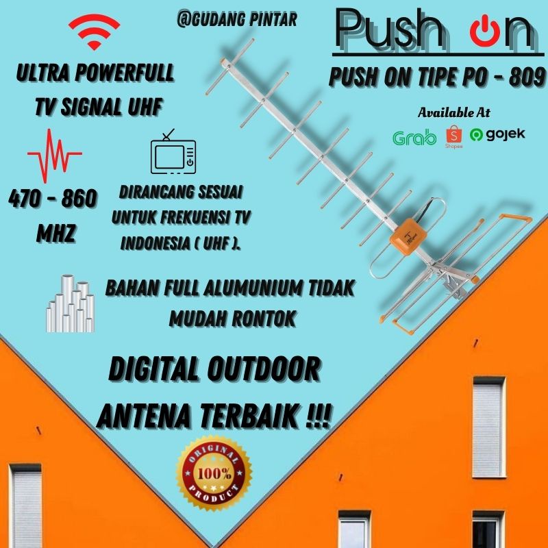 Jual Antena TV Digital Televisi Luar Outdoor Sinyal Kuat Push On PO 809 ...
