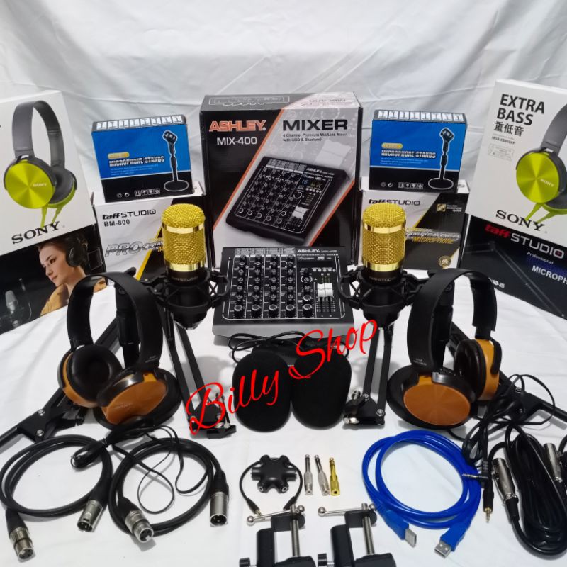 Jual Paket Podcast Soundcard Ashley Mixer Mix 400 Mic Bm 800 2 Mic Dan ...