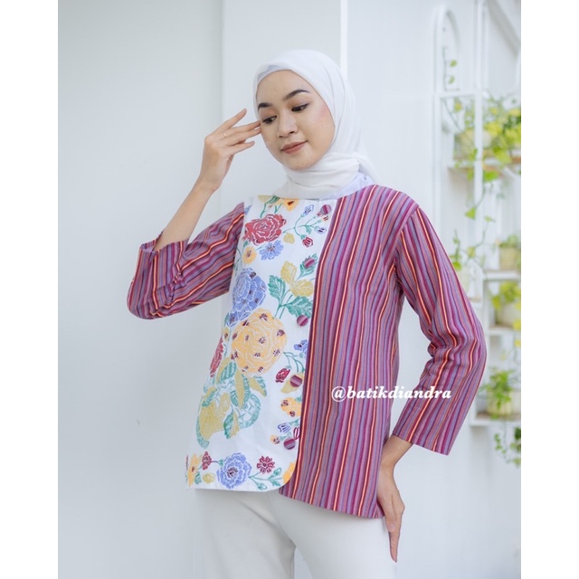 Jual Batik Blouse Atasan Wanita Kekinian Baju Kerja Modern Couple by Srikandi Batik Lurik Blouse ...