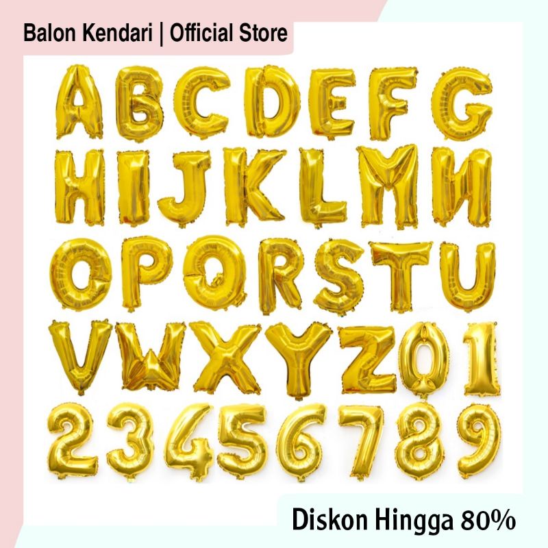 Jual Balon foil huruf angka 40 cm balon huruf warna warni murah / FOIL ...